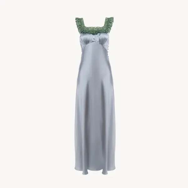 Chloé Sleeveless Column Dress With Lace Details - Ash Blue