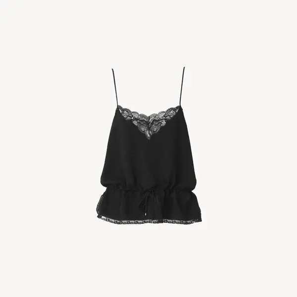 Chloé Drawstring Camisole Top - Black