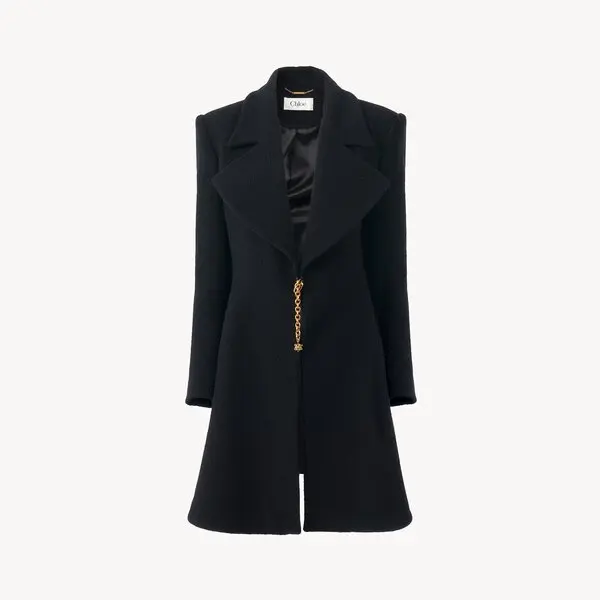 Chloé Riding Coat In Wool Bouclette - Black