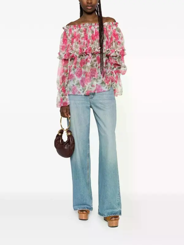 Chloé Floral-print Ruffled Blouse