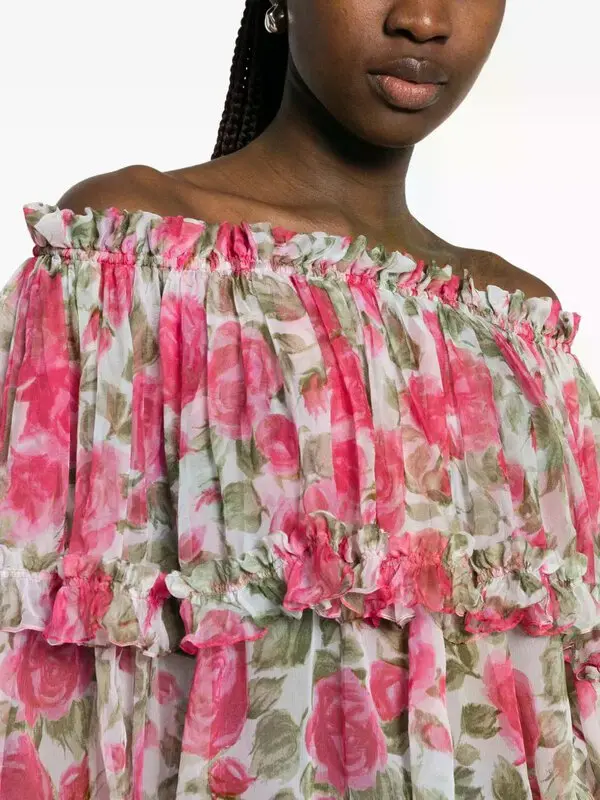 Chloé Floral-print Ruffled Blouse