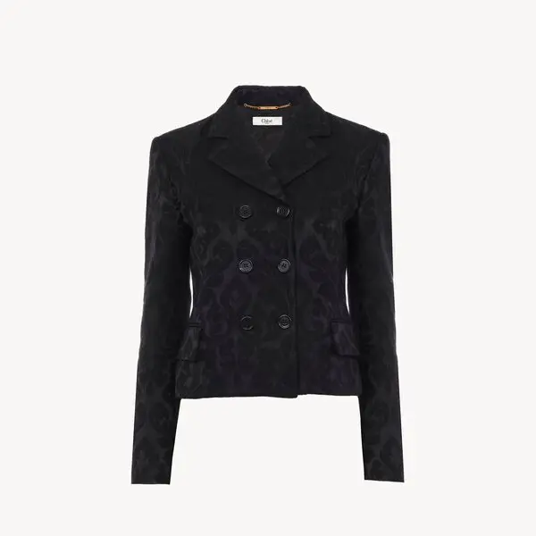 Chloé Double-breasted Fitted Jacquard Jacket - Black