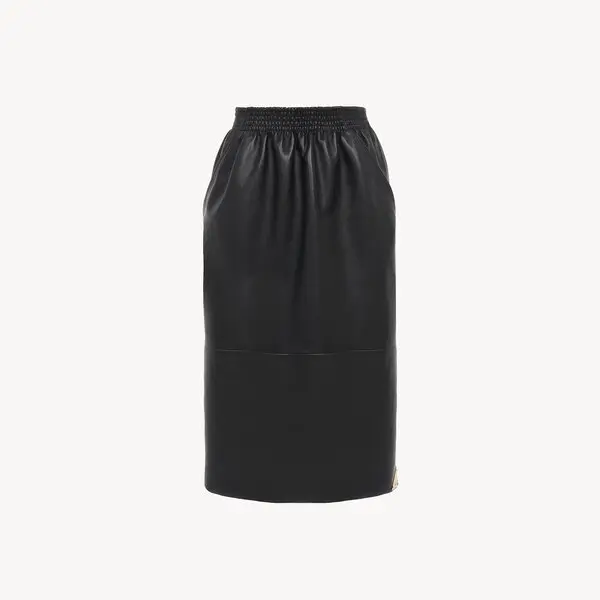 Chloé Knee-length Leather Pencil Skirt - Black
