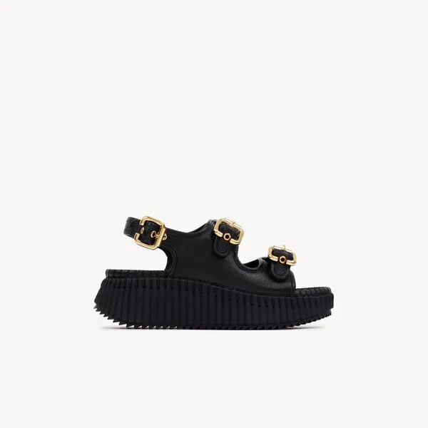 Chloé Nama Wedge Sandals - Black