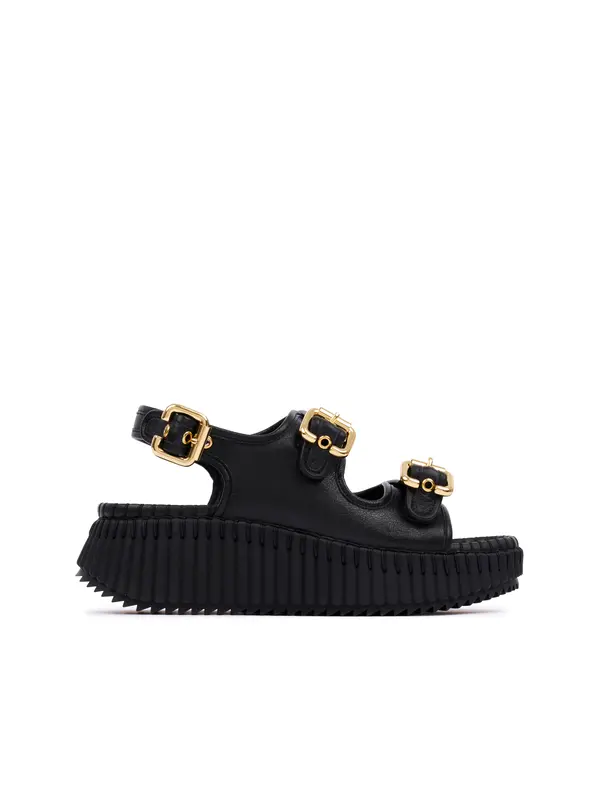 Chloé Nama Wedge Sandals - Black