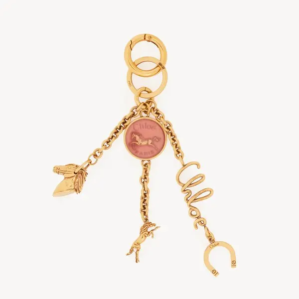 Chloé Symbols Coin Horse Bag Charm - Cement Pink