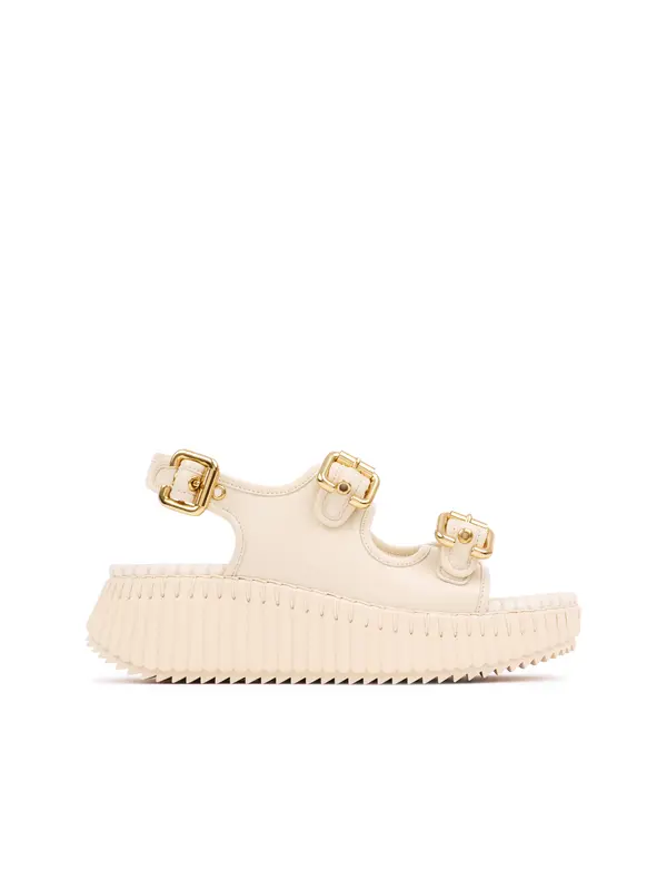 Chloé Nama Wedge Sandal - Eggshell