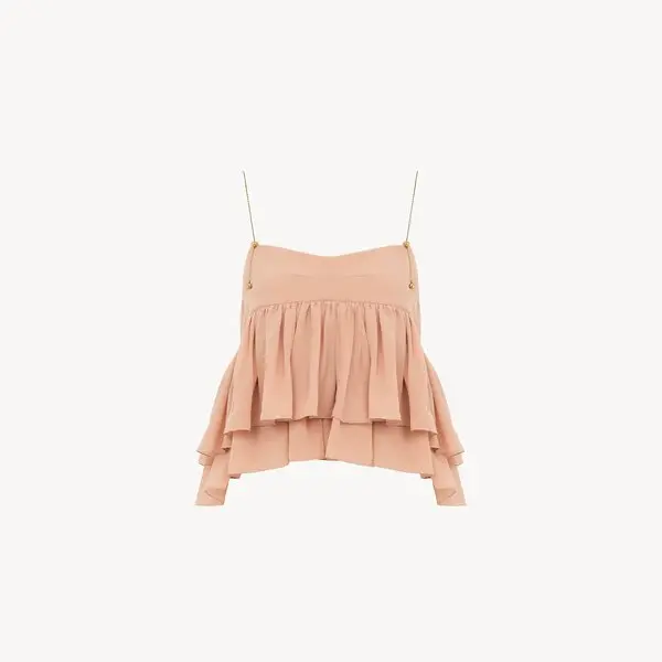 Chloé Sleeveless Ruffle Top - Biscuit Pink