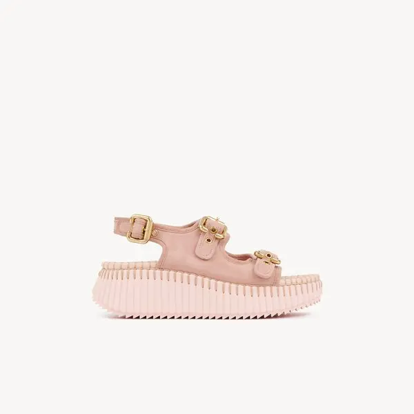 Chloé Nama Wedge Sandals - Maple Pink