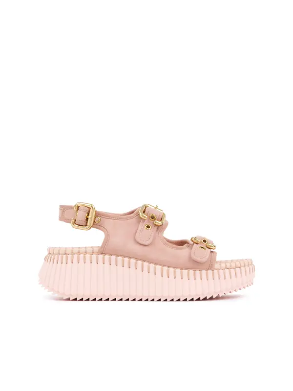 Chloé Nama Wedge Sandals - Maple Pink
