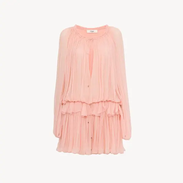 Chloé Mini Cape Dress - Tan Rose