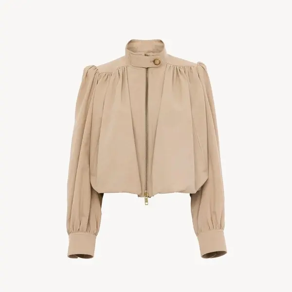 Chloé Gathered Boule Jacket - Worn Brown