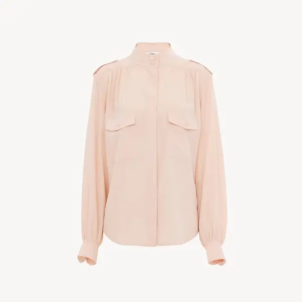 Chloé Crêpe De Chine Gathered Blouse - Delicate Pink