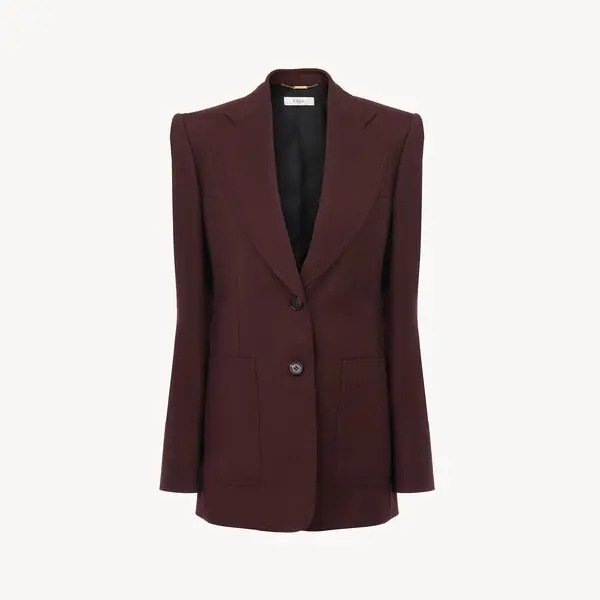 Chloé Tailored Wool Gabardine Jacket - Deep Purple
