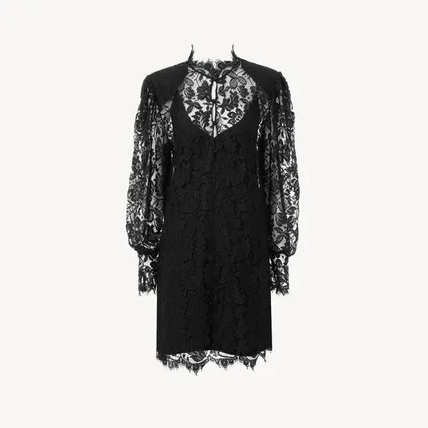 Chloé Long-sleeve Lace Mini Dress - Black