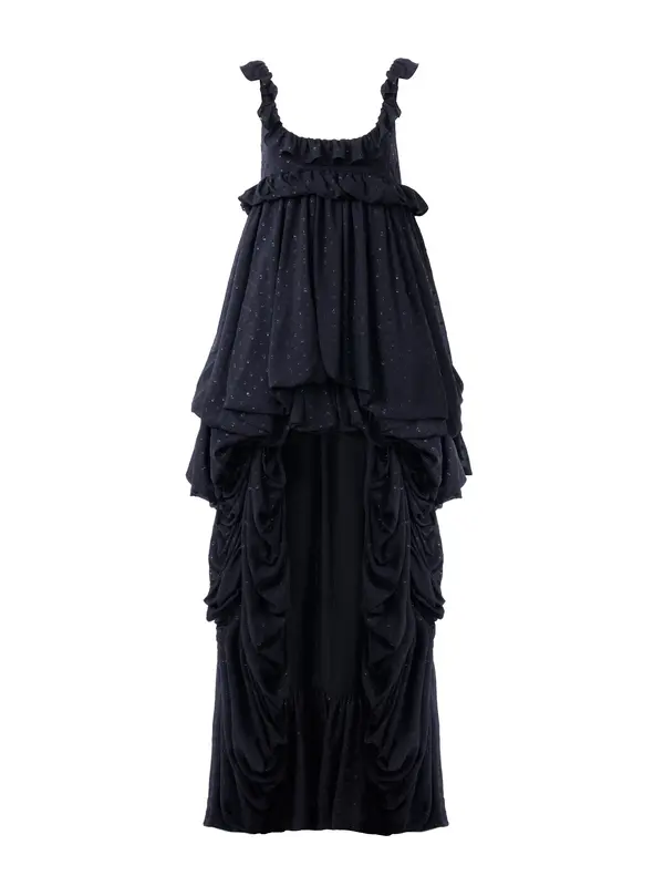 Chloé Georgette Jacquard & Lurex High-low Dress - Black