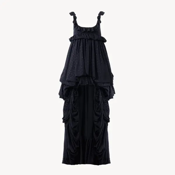 Chloé Georgette Jacquard & Lurex High-low Dress - Black