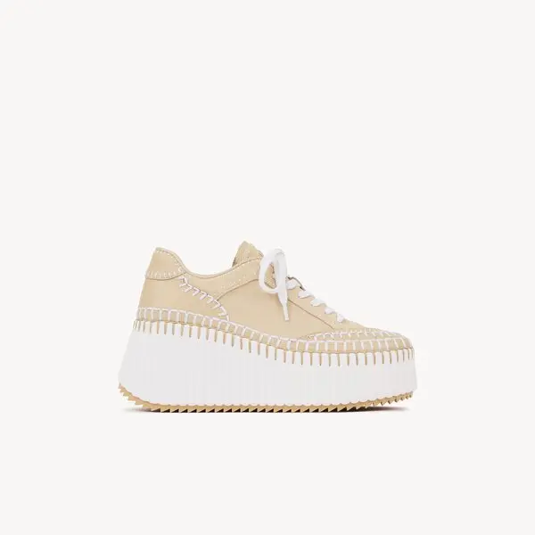 Chloé Nama Wedge Sneakers - Pale Khaki