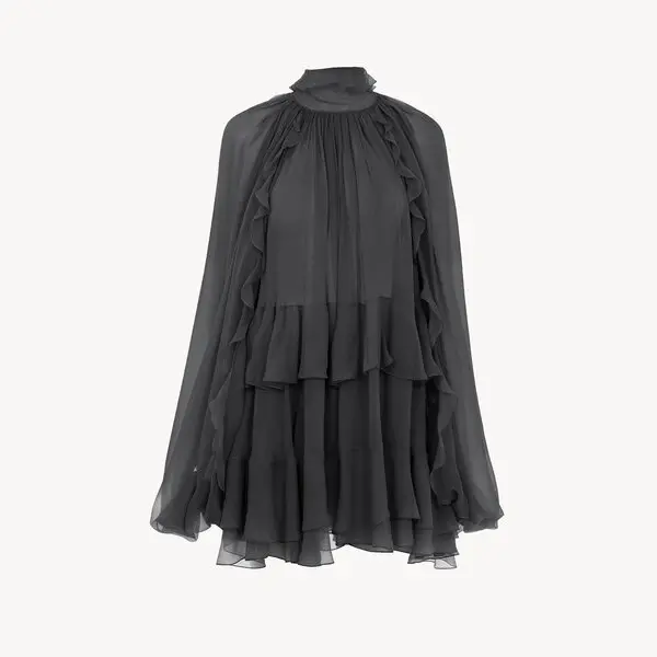 Chloé Mini Cape Dress - Pearly Black