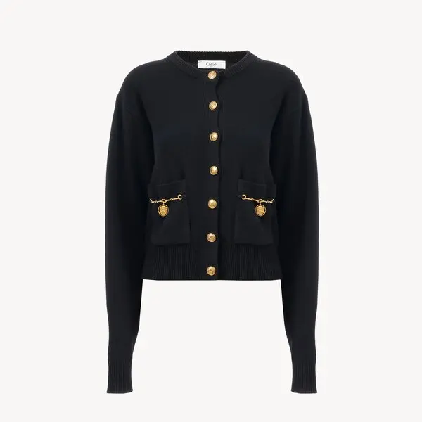 Chloé Merino Wool & Cashmere Knit Cardigan - Black
