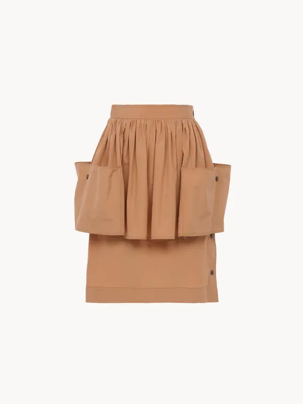Chloé Layered Poplin Knee-length Skirt - Reef Shell