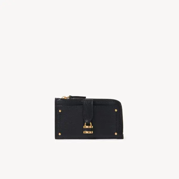 Chloé Small Paddington Purse With Card Slots In Grained Leather - Black