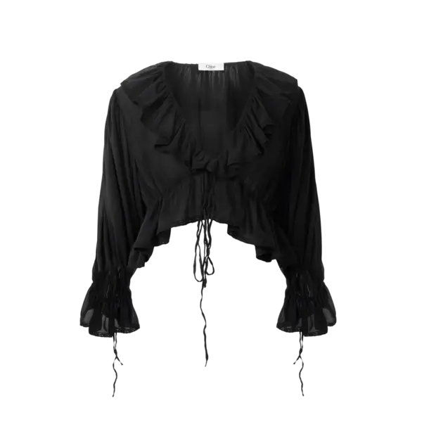 Chloé Cropped V-neck Top - Black