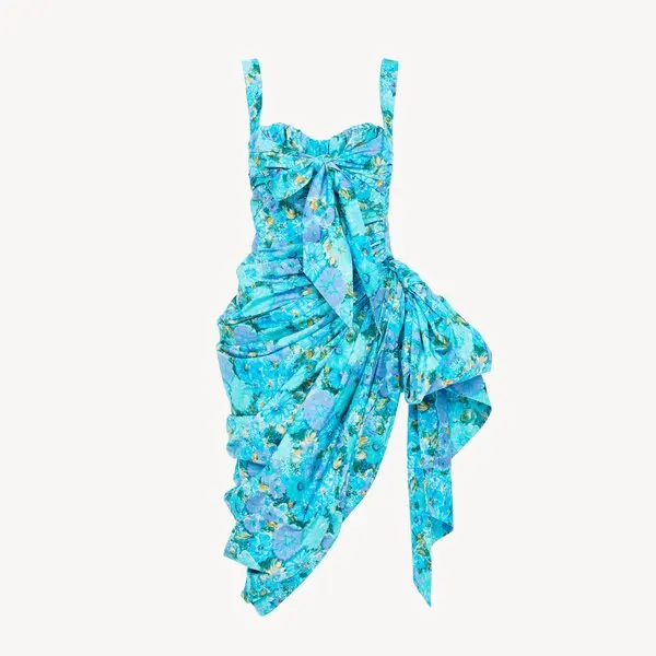 Chloé Wrapped Bustier Midi Dress - Multicolor Blue