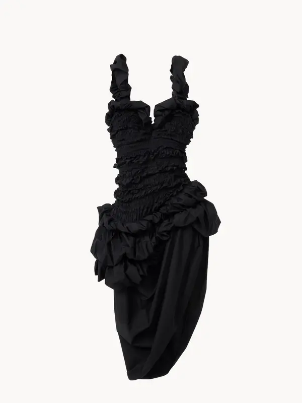 Chloé Ruched Bustier Midi Dress - Black