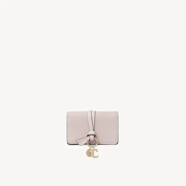 Chloé Alphabet Card Holder In Grained Leather - Wild Grey