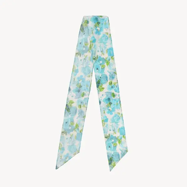 Chloé The Wild Flowers Bandeau Scarf In Georgette - White - Blue