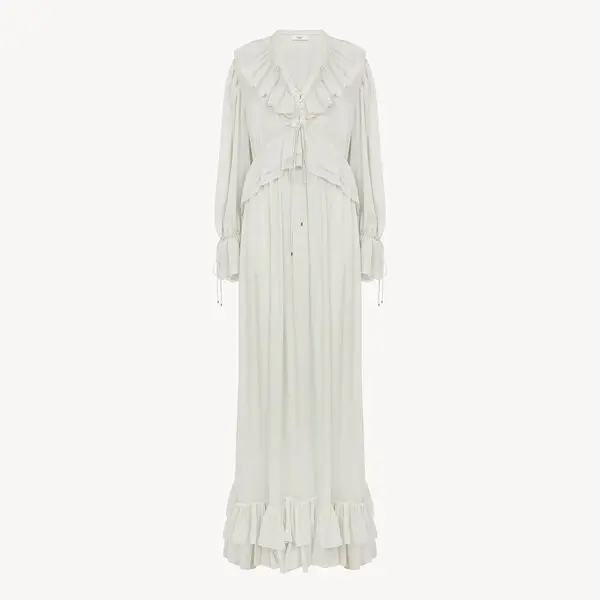 Chloé Gathered Long Dress - Slightly Grey