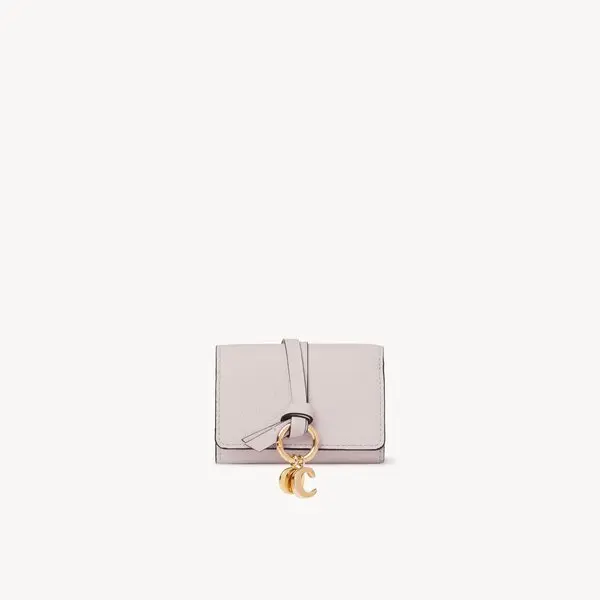 Chloé Mini Alphabet Tri-fold In Grained Leather - Wild Grey