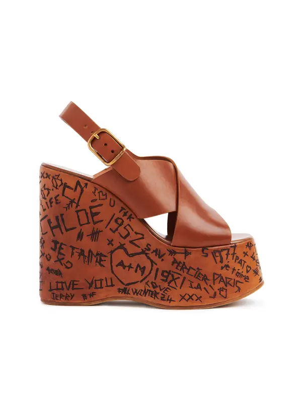 Chloé Maxime Wedge Sandal - Ginger Brown