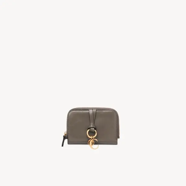 Chloé Alphabet Bi-fold Wallet In Shiny Leather - Flannel Grey