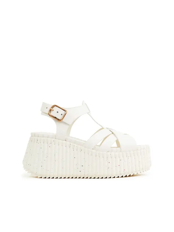 Chloé Nama Wedge Sandals - Eggshell