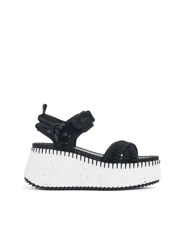 Chloé Nama Wedge Sandals - Black