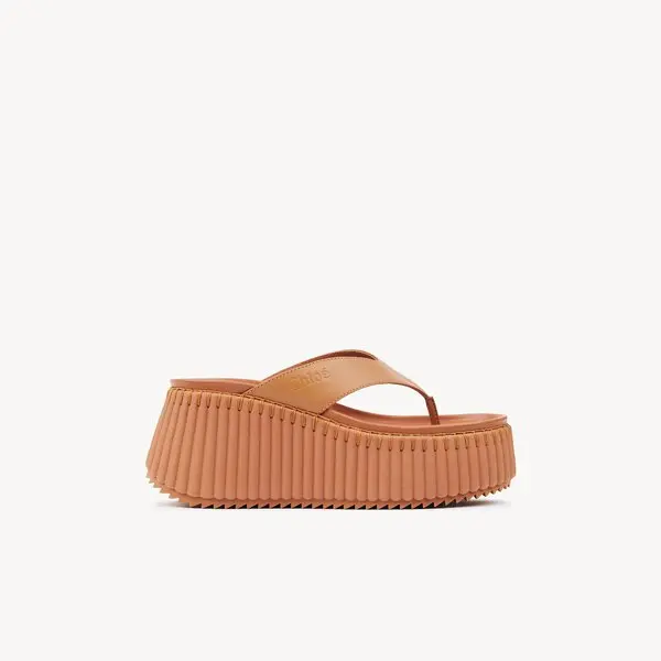 Chloé Nama Wedge Slides - Ochre