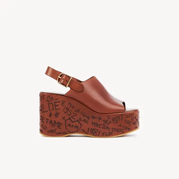 Chloé Maxime Wedge Sandal - Ginger Brown