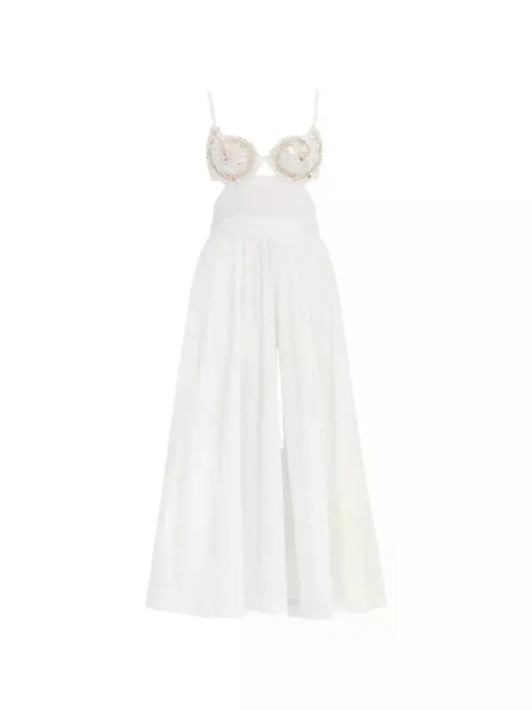 PatBO Beaded Cutout Dress - White