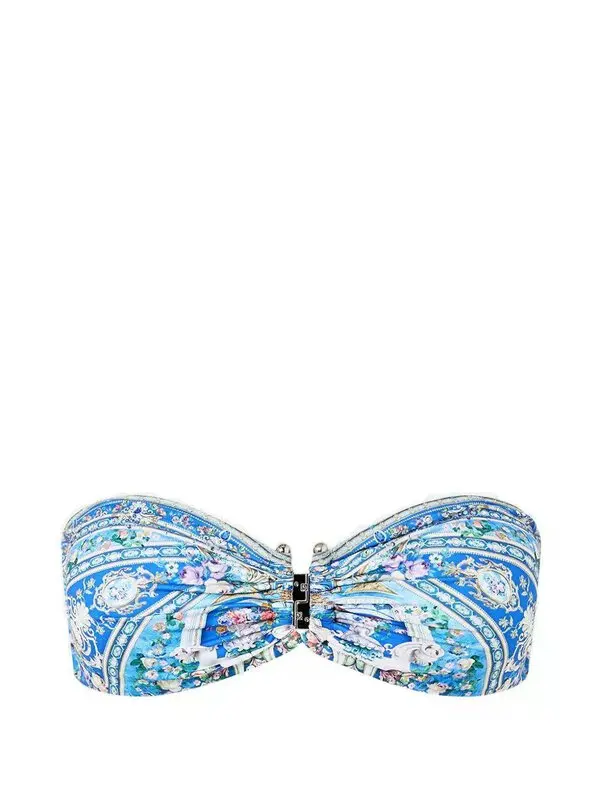 Camilla Pattern Bandeau Bikini Top - Blue