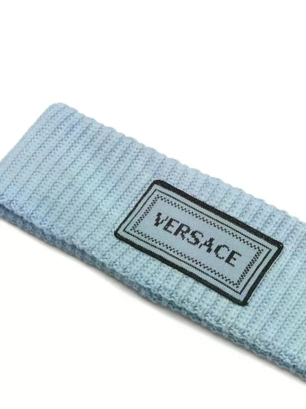 Versace Ribbed Logo Patch Headband - Blue