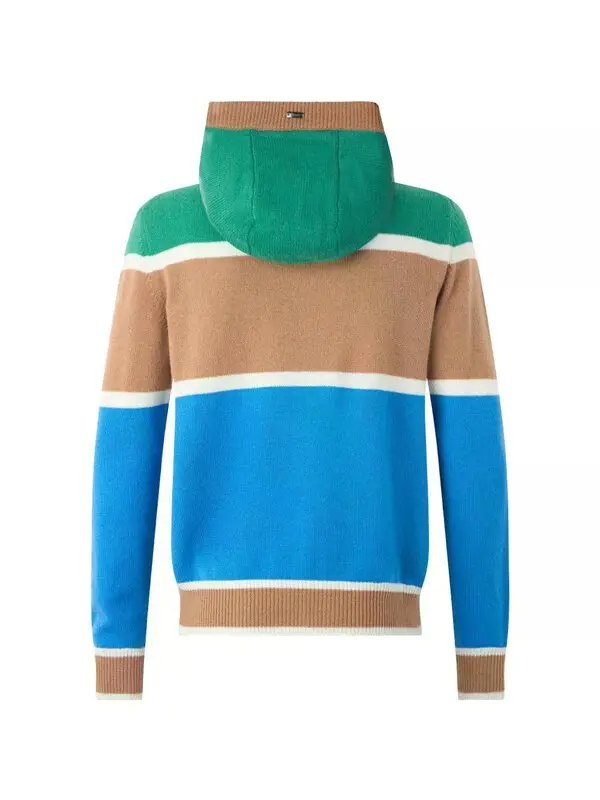 Herno Zip-up Striped Knitted Hoodie