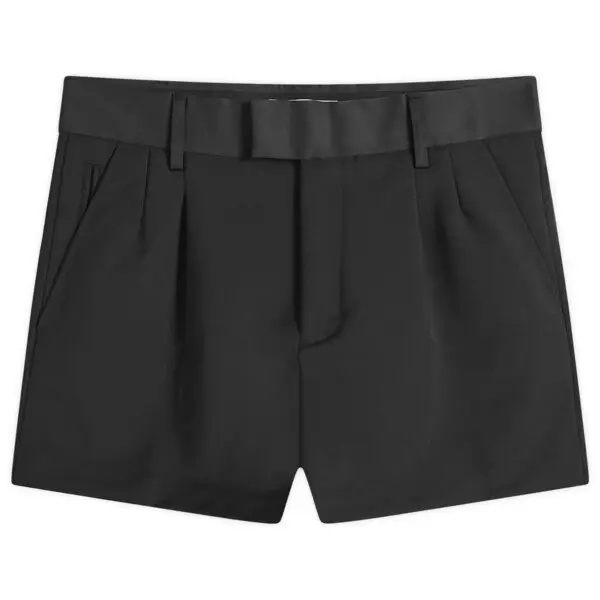 ENTIRE STUDIOS Compact Pleated Wool Blend Shorts - Black Wool