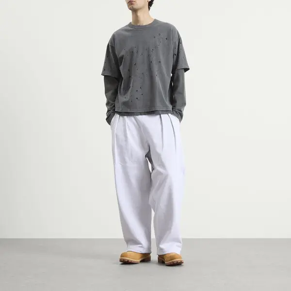 BEAMS Layered Damage Long Sleeve T-shirt