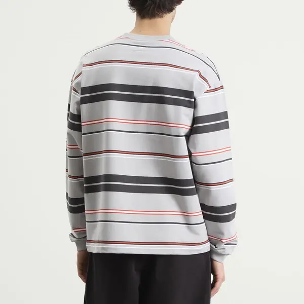 BEAMS Multi Stripe Long Sleeve T-shirt - Light Grey