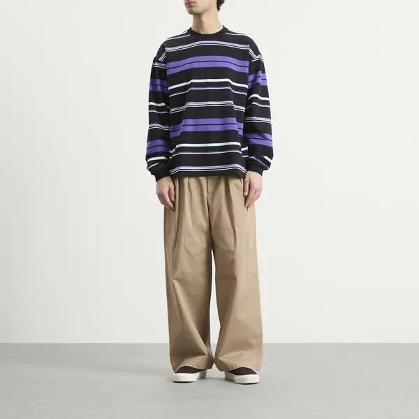 BEAMS Multi Stripe Long Sleeve T-shirt - Black