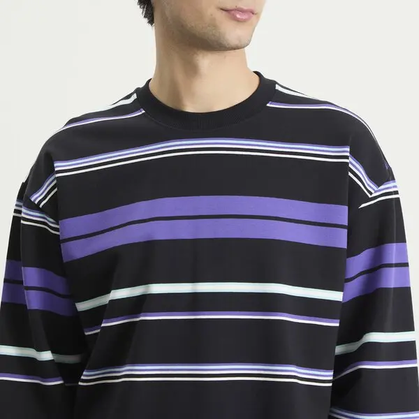 BEAMS Multi Stripe Long Sleeve T-shirt - Black