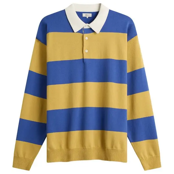 BEAMS 7 Gauge Stripe Knit Rugby Shirt - Yellow