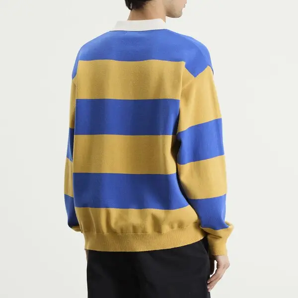 BEAMS 7 Gauge Stripe Knit Rugby Shirt - Yellow
